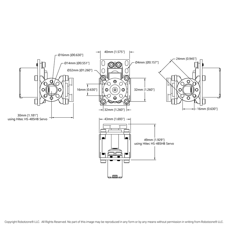 ServoBlock® (Standard Size, 24 Tooth Spline, Hub-Shaft) - goBILDA®