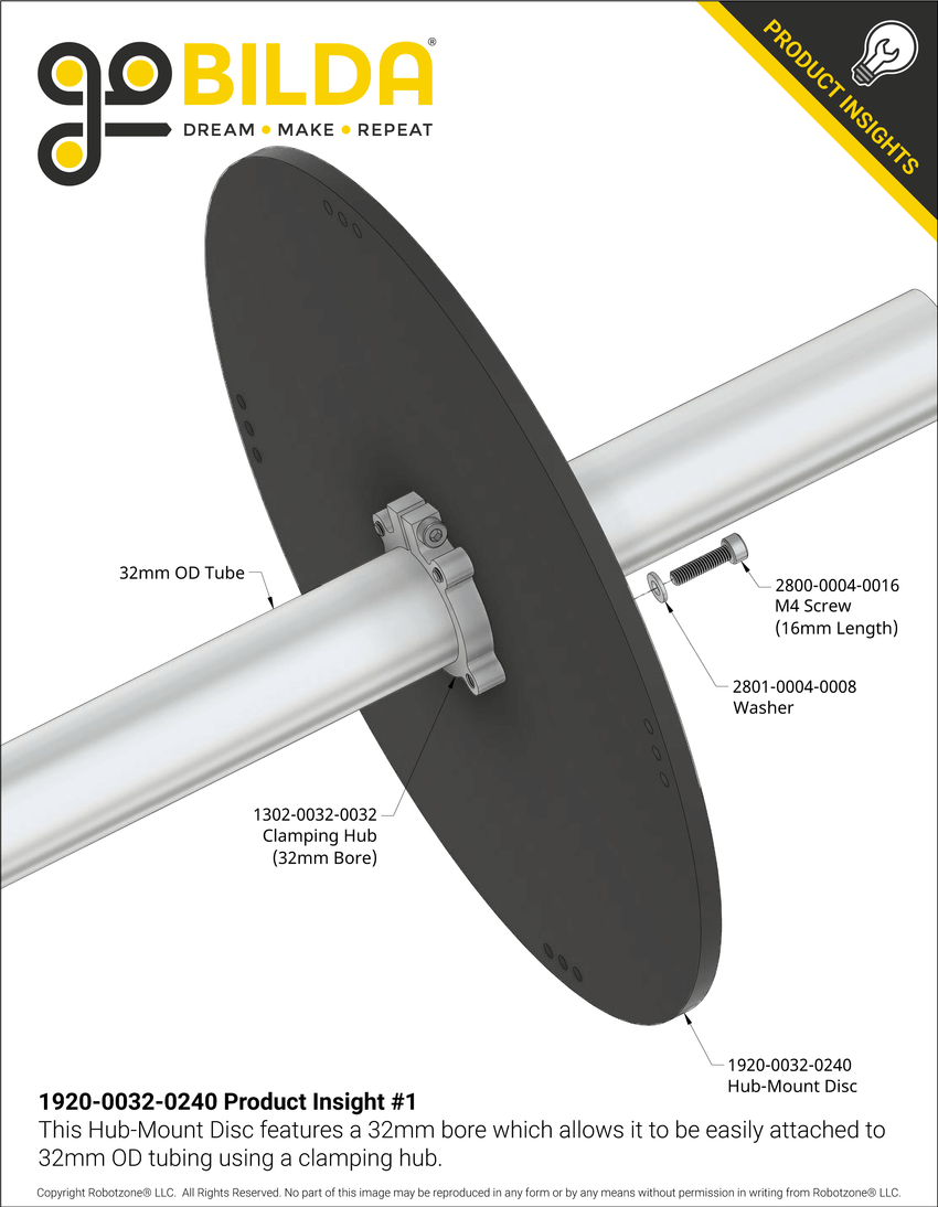 Plastic Hub-Mount Disc (32mm Bore, 240mm Diameter) - goBILDA®