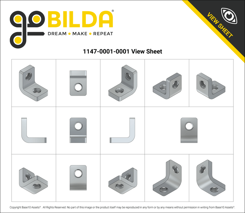 Threaded Steel L-Bracket (1 Hole) - 12 Pack - goBILDA®