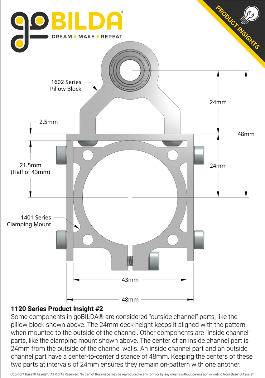 1120 Series U-Channel (11 Hole, 288mm Length) - goBILDA®