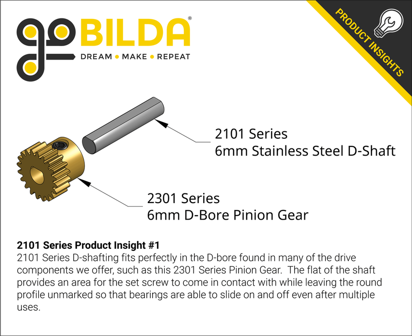 6mm D-Shaft (Stainless Steel, 300mm Length) - goBILDA®