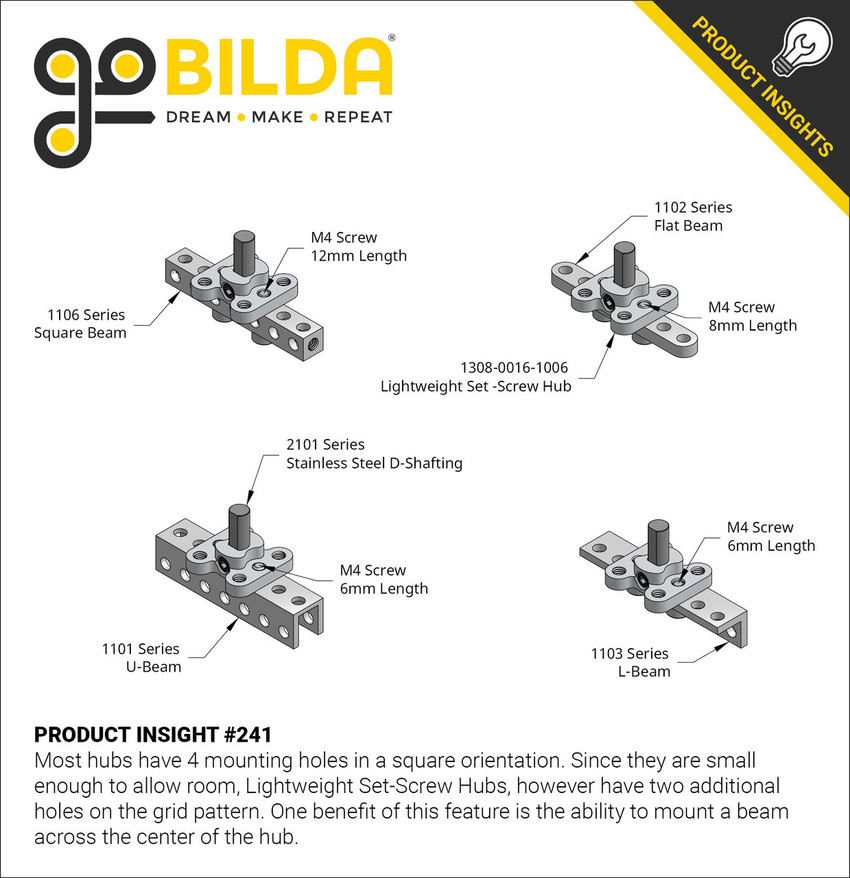 1308 Series Lightweight Set-Screw Hub (6mm Bore) - goBILDA®
