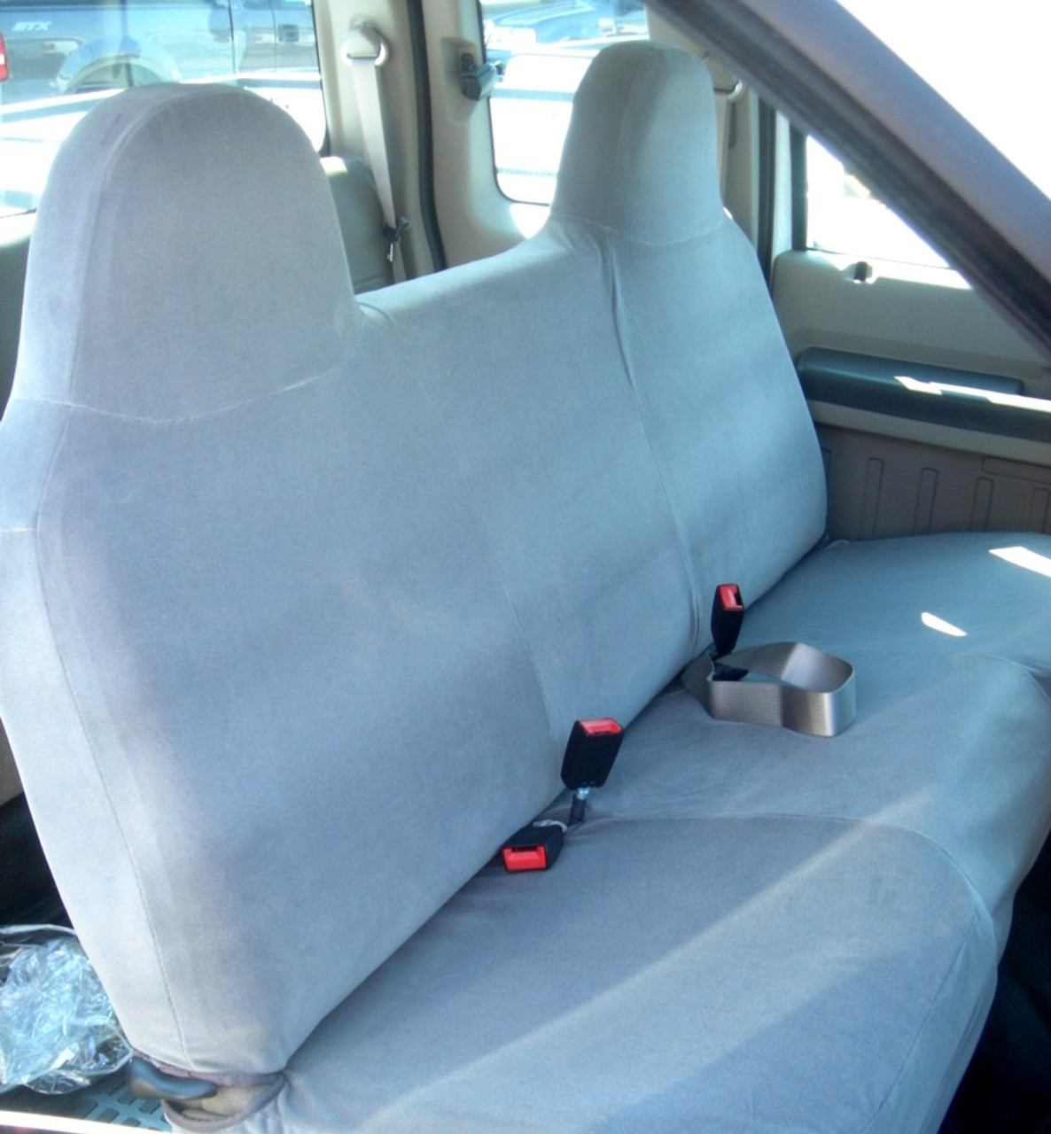F415 2008 2010 Ford F250 F550 Bench Seat with Molded Headrests Leatherette Leather Like material Brown