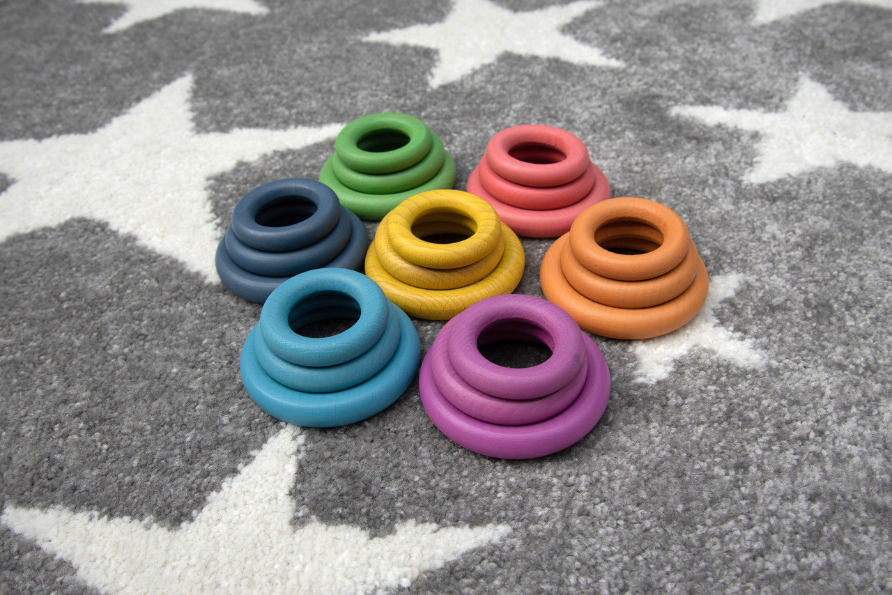 Rainbow Wooden Rings - Every Educaid