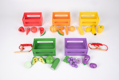 Wooden Sorting Fruit & Vegetable Crates - Every Educaid