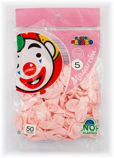 Globo Payaso Látex 5 Macarrón Fresa 50 pzas
