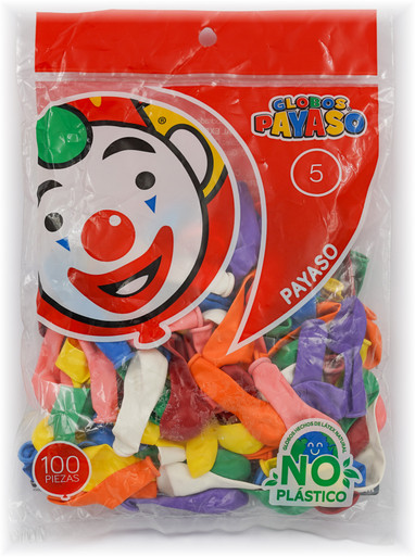 Globo Payaso Látex 5 100pz Surtido