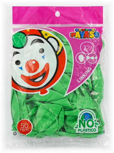 Globo Payaso Látex 12 Linking 50pz Verde Lima