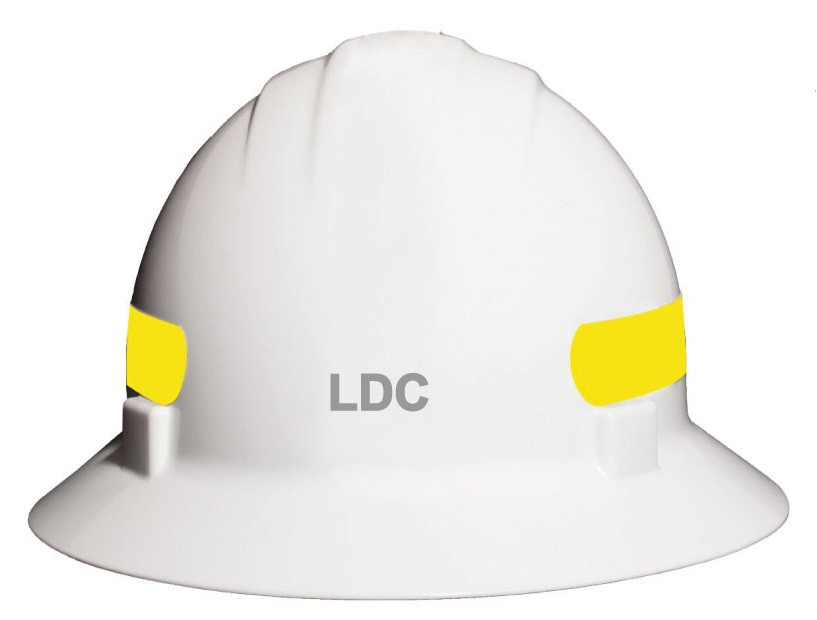 Reflective LDC safety hats - Rounded corners - Yellow