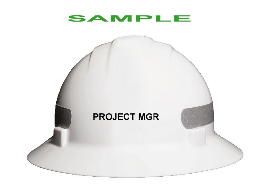 Reflective hard hats with Pro ID - Project Manager . Protitle