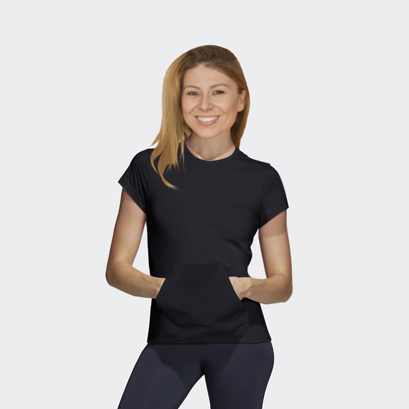 Kangaroo Pockets T-shirt . KangrooT - Black