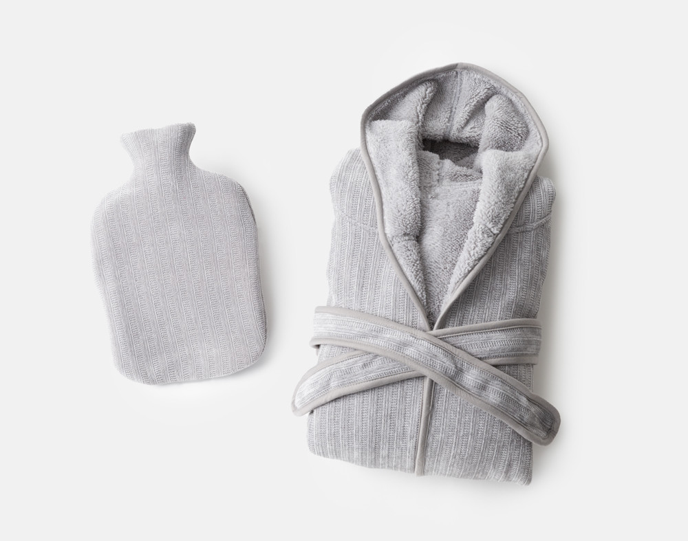 Warm Me Up Bathrobe & Water Bottle Bundle - Grey | QE Home
