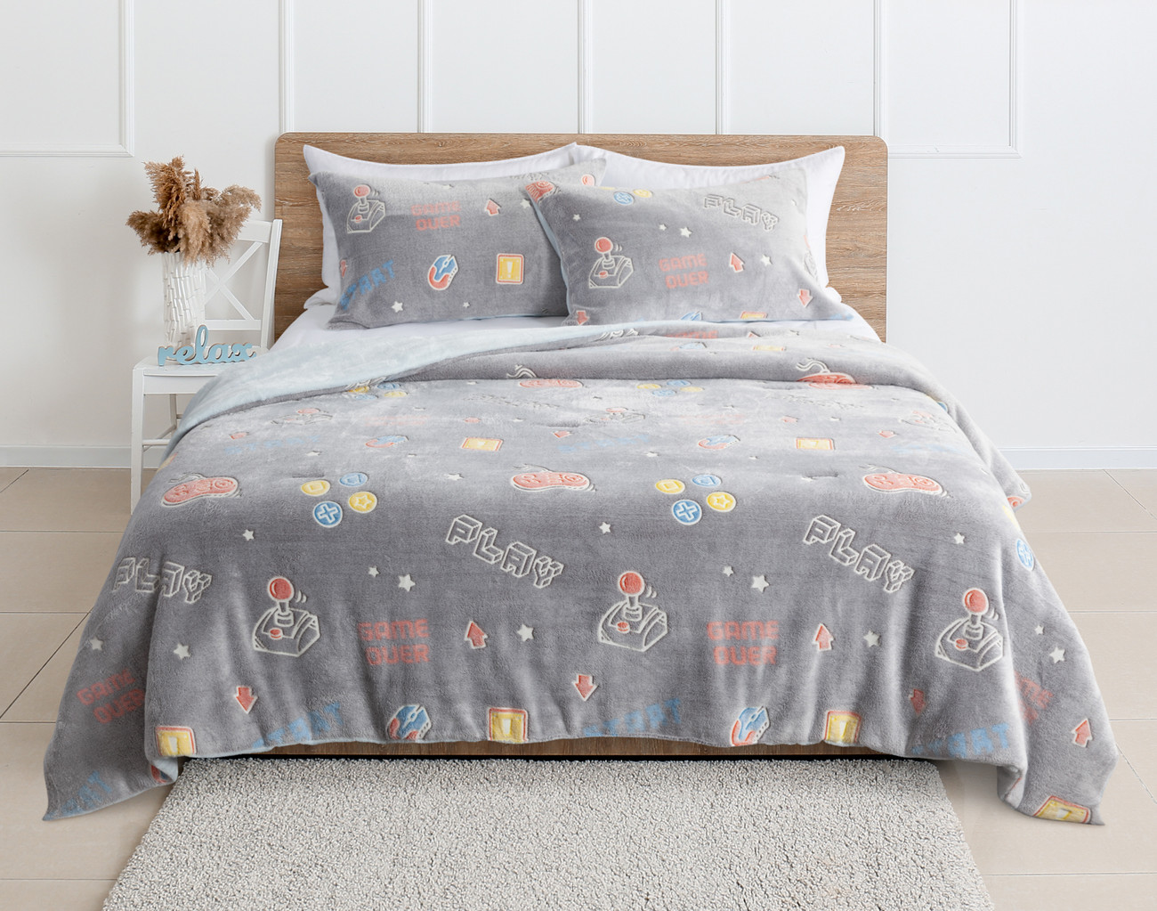Glow in the Dark Comforter Set - Game Over | QE Home