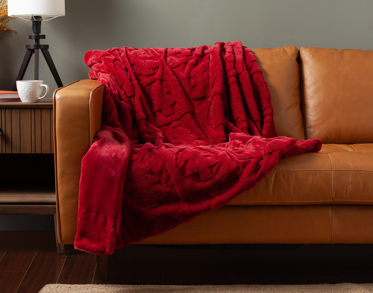 Sparkle Etched Throw - Crimson Cheer | QE Home