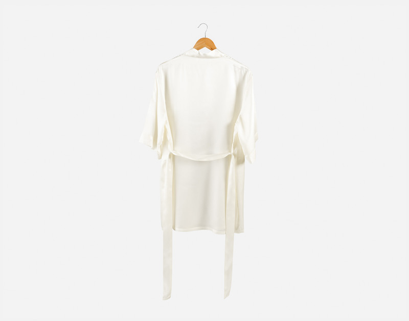 Silk Blend Kimono Robe - Snow White | QE Home