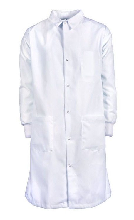 100% Spun Polyester Gripper Snap 3-Pocket Knit Cuff Lab Coat ...