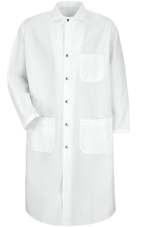 Dome Snap Polyester Traditional Cut Butcher Coat