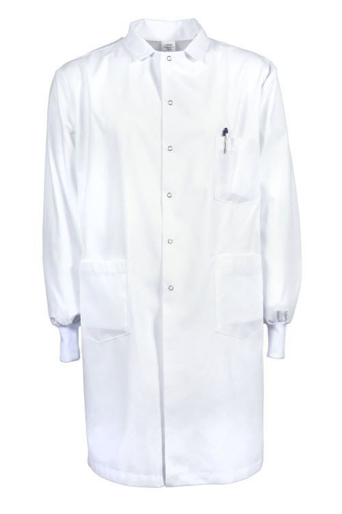 3-Pocket Knit Cuff Lab Coat - Gripper Snap Lab Coat