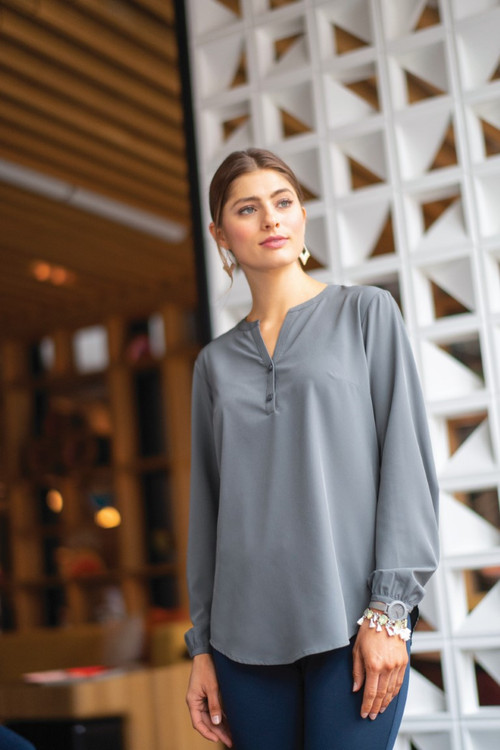 Ladies Restaurant Open V-Neck Blouse - Averill's Sharper Uniforms