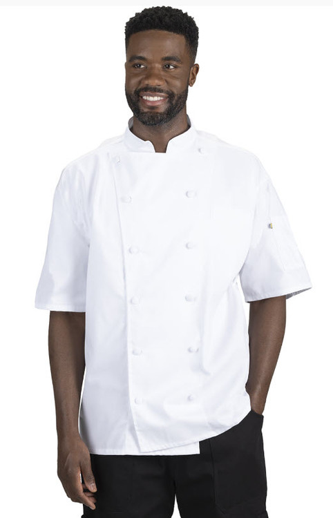 Mesh Back 12 Cloth Button Chef Coat - Averill's Sharper Uniforms