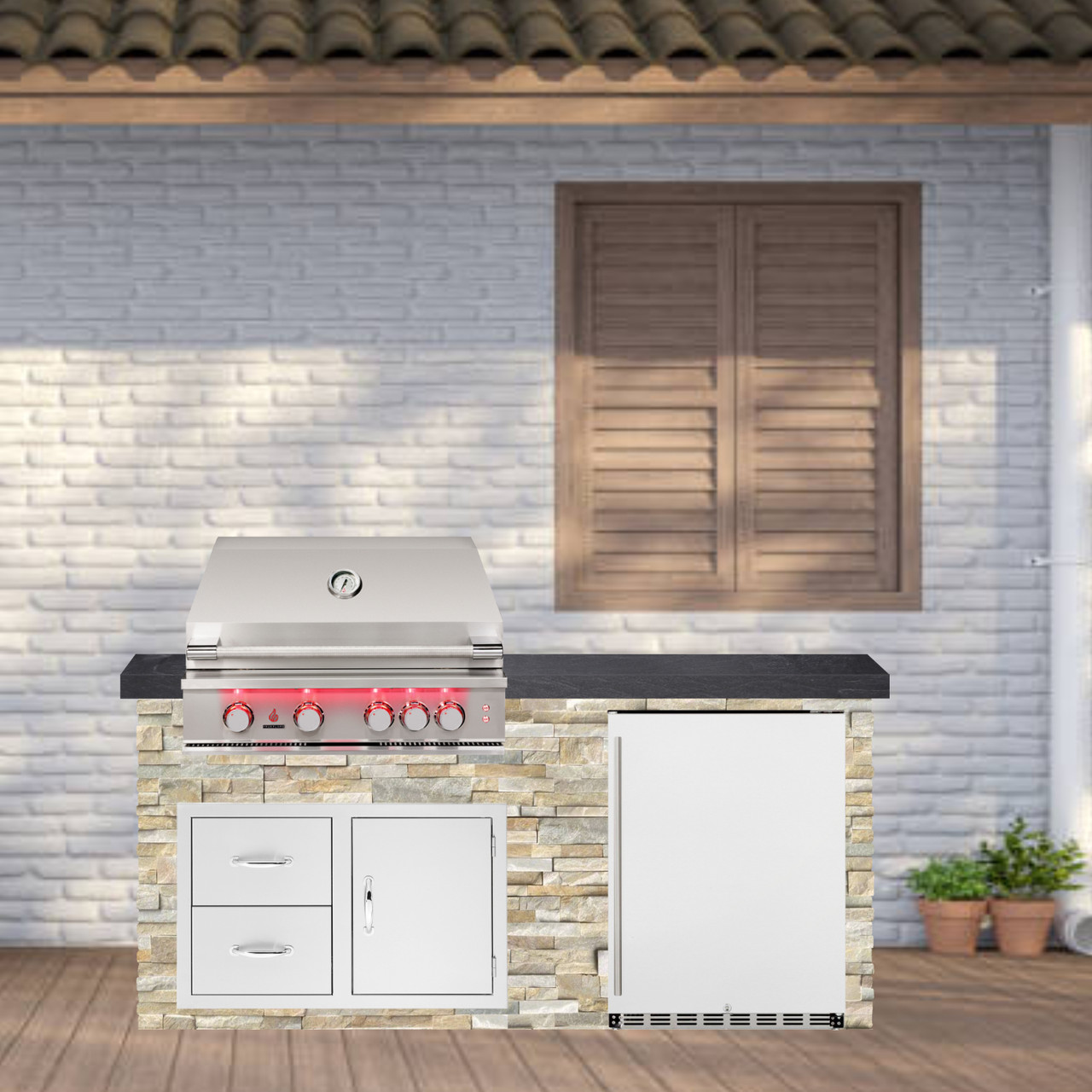 TrueFlame Quick Ship 72" Luxury Finished Outdoor Kitchen PKG 3 ...