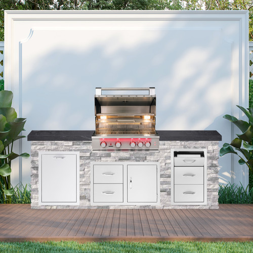 TrueFlame Quick Ship 96" Luxury Finished Outdoor Kitchen PKG 1 ...