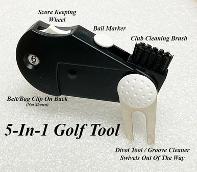 "5-In-1" Divot Tool, Multi-use Golf "Tool". Ball Marker, Score Counter ...