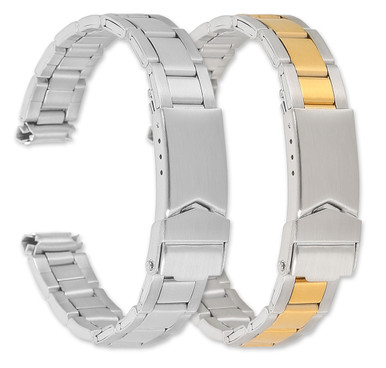 Women's Oyster Link Style Metal Watch Band - Silver - (fits 11mm to 16mm)