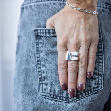 Edin Shapes Statement Ring - Silver - Spoke925