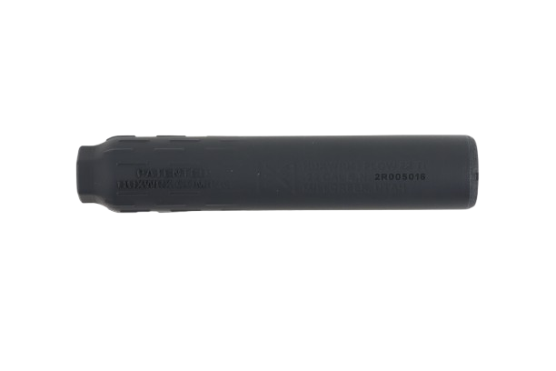 HUXWRX FLOW 22 Ti — Matte Black Flow-Through Rimfire Suppressor