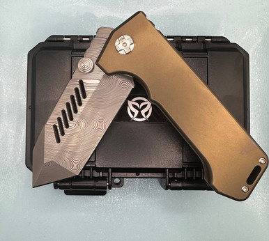 Alpha Beast Damasteel Bronze Folding Knife PMP Knives - JB Outman