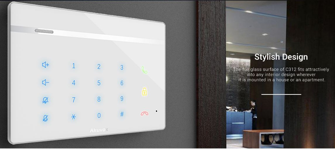 Akuvox C312 is a touchscreen audio indoor monitor