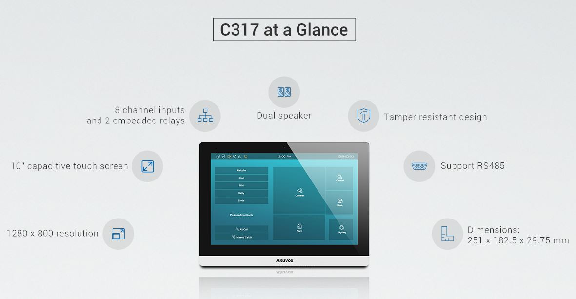 Akuvox C317 is a 10” Android indoor monitor