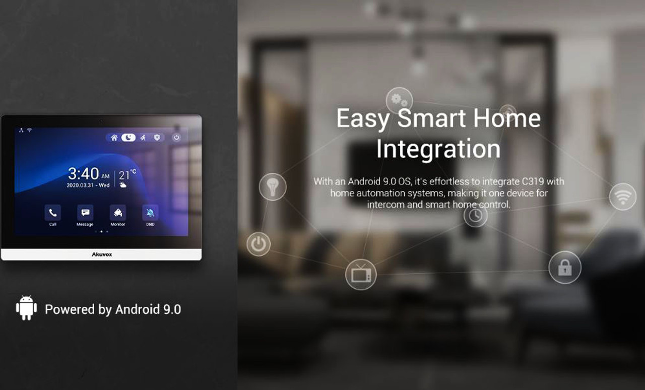 Akuvox C319 is a 10” Android indoor monitor with smart intercom features