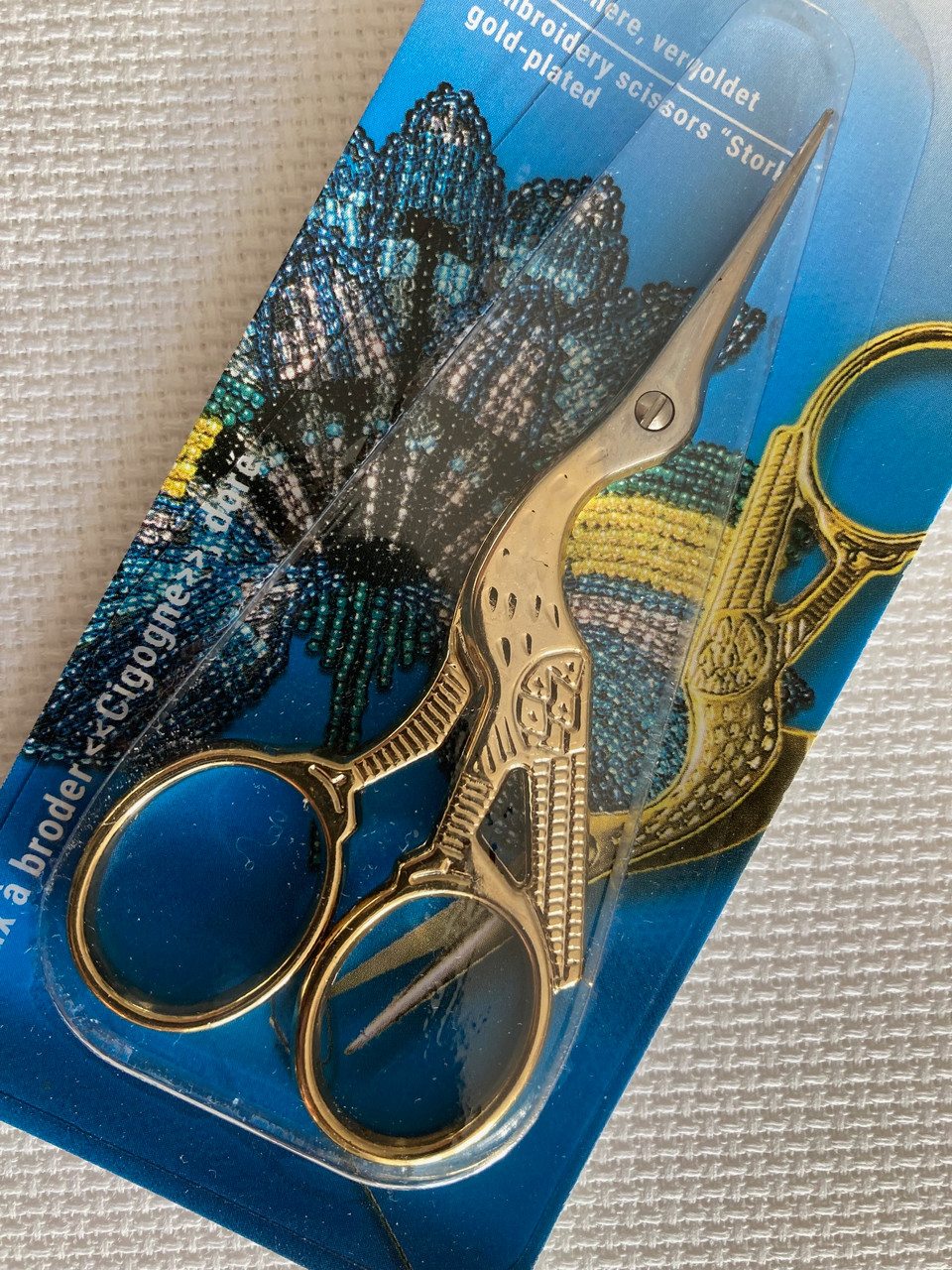 STORK EMBROIDERY SCISSORS Gold-Plated
