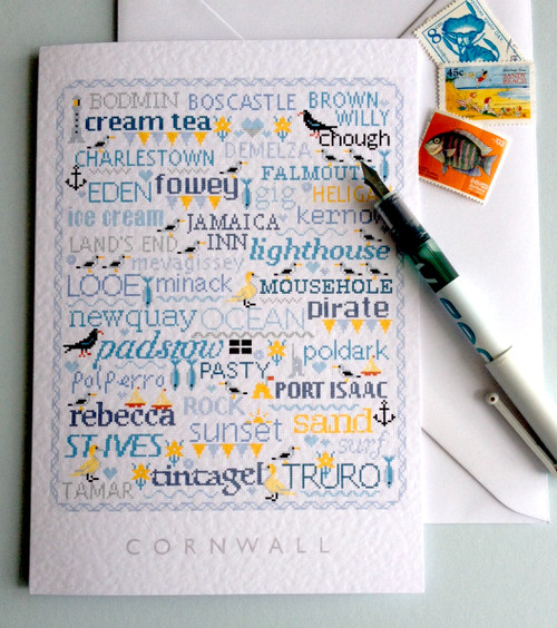 GREETINGS CARD Cornwall Sampler - Riverdrift Needlework