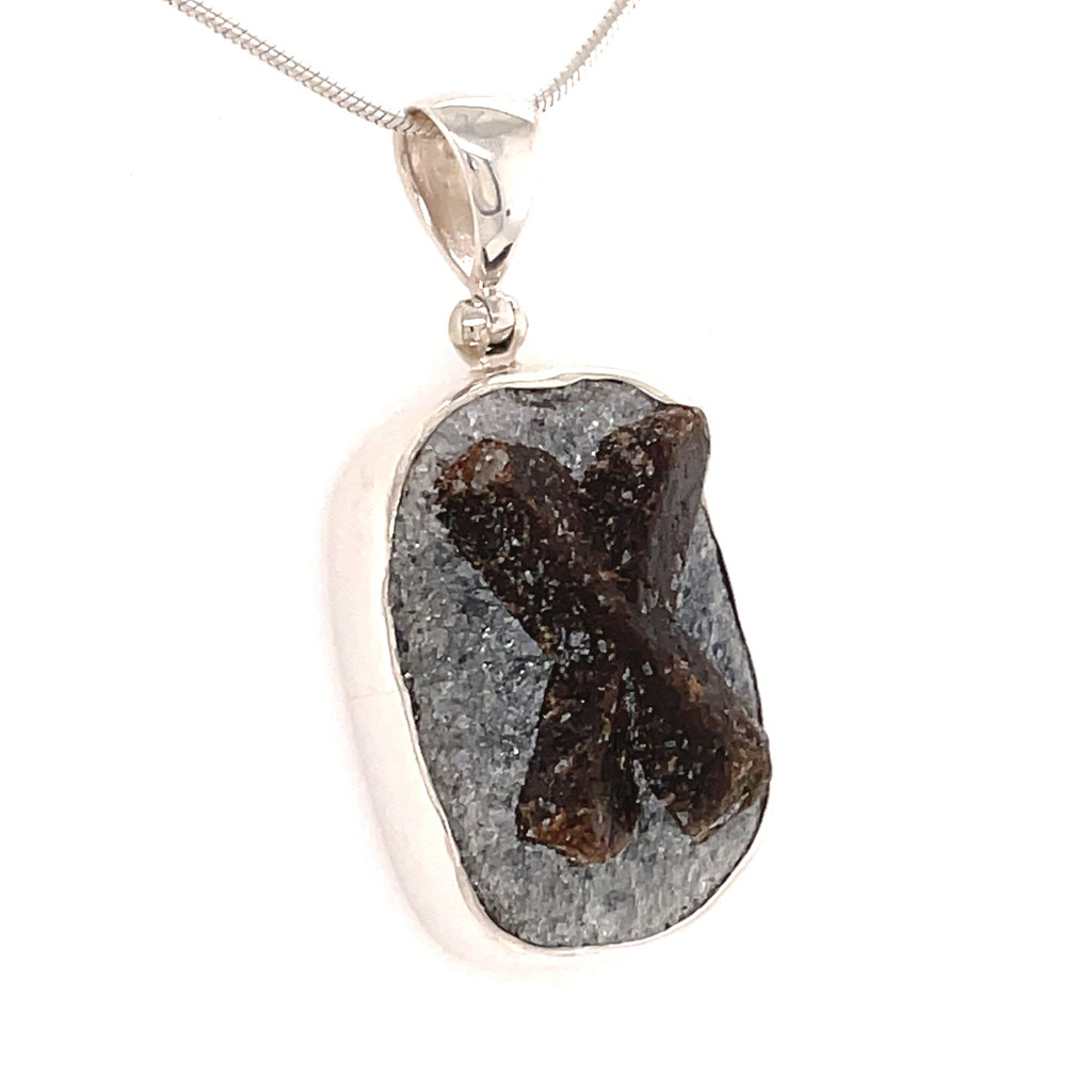 Sterling Silver Staurolite Crystal Pendant Necklace | Stones Desire