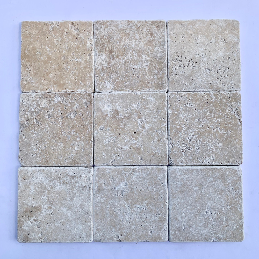Tumbled White Travertine Tiles 100mm