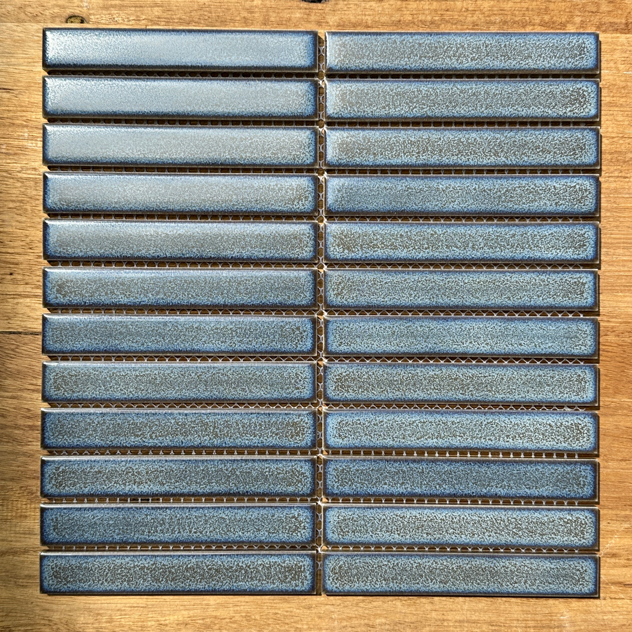 Mottled Grey Gloss Kit Kat Mosaic Tile 145x22mm