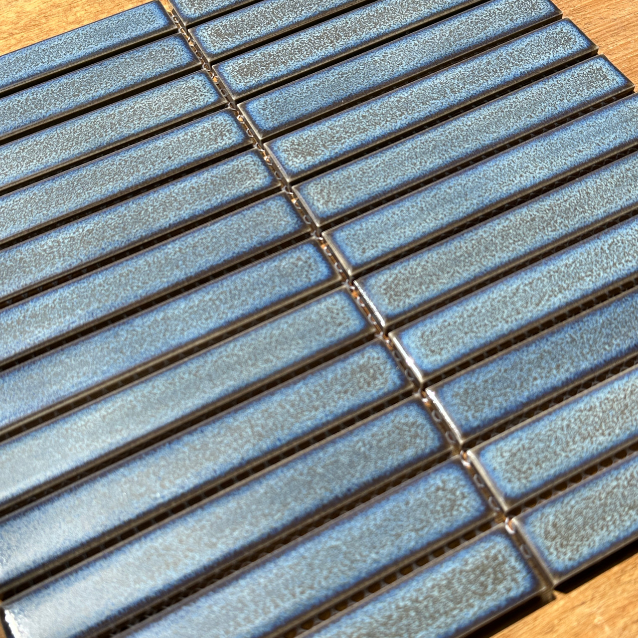 Mottled Grey Gloss Kit Kat Mosaic Tile 145x22mm