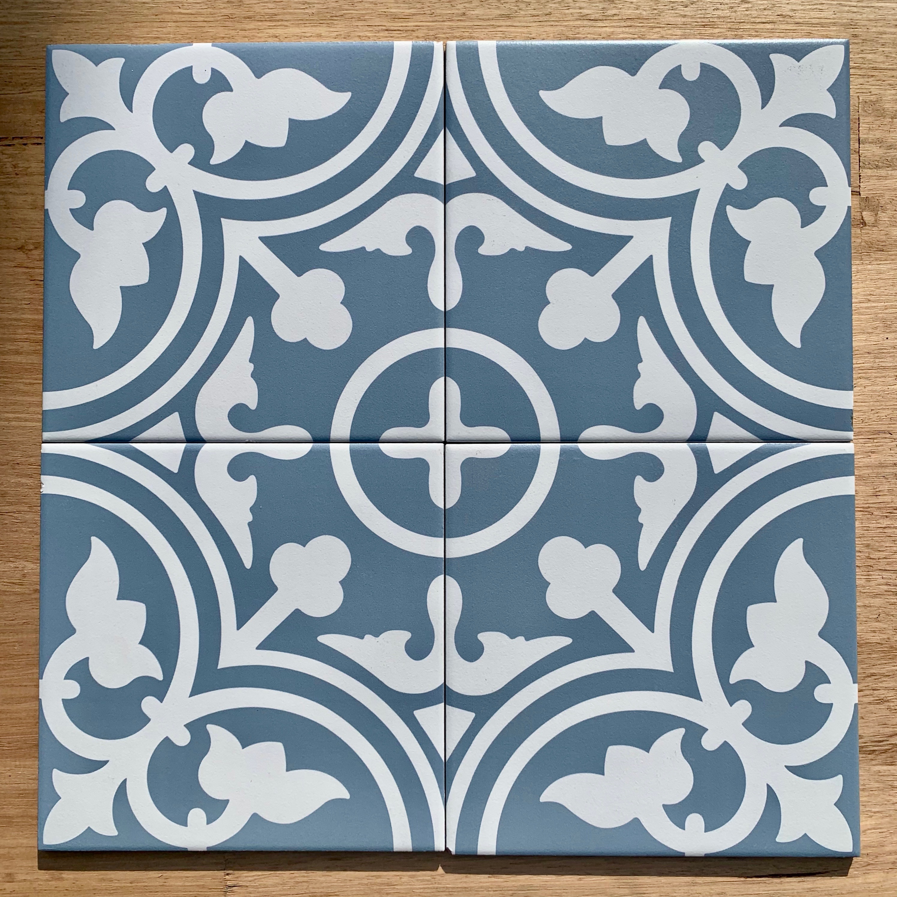 Shadow Encaustic Look Wall and Floor Tile - Baby Blue - Tiles4less