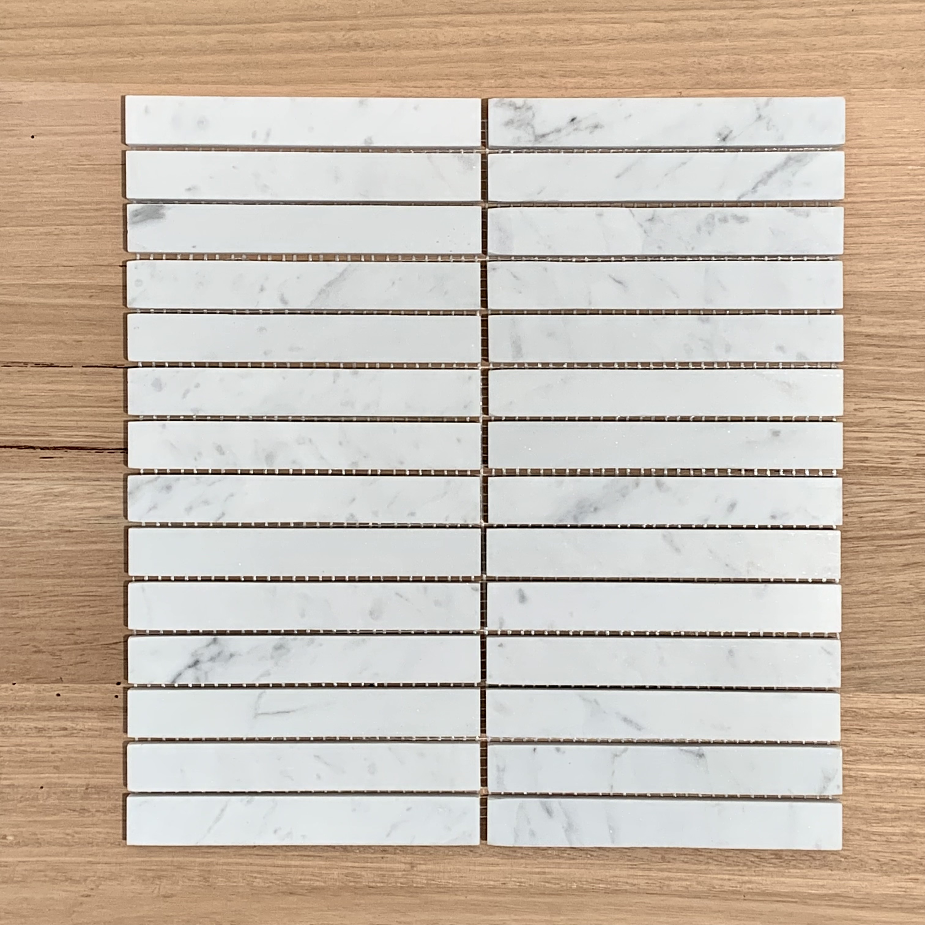 Carrara Honed Marble Kit Kat Mosaic Tile 145x20mm - Buy Online at ...