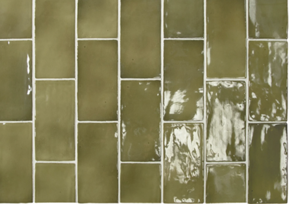 Andorra Olive Green Gloss Wall Tile 150x75mm - Buy Online at Tiles4less