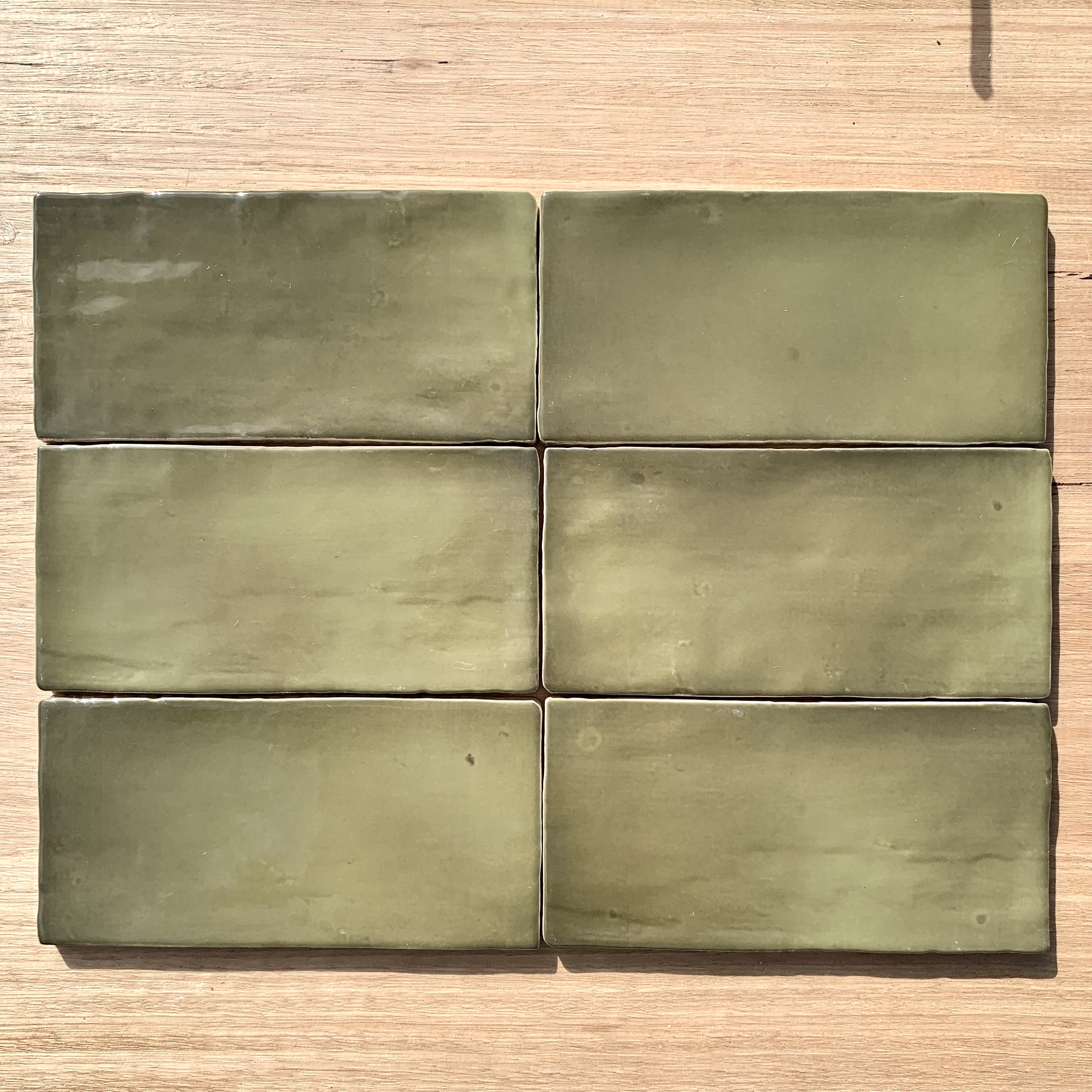 Andorra Olive Green Gloss Wall Tile 150x75mm - Buy Online at Tiles4less