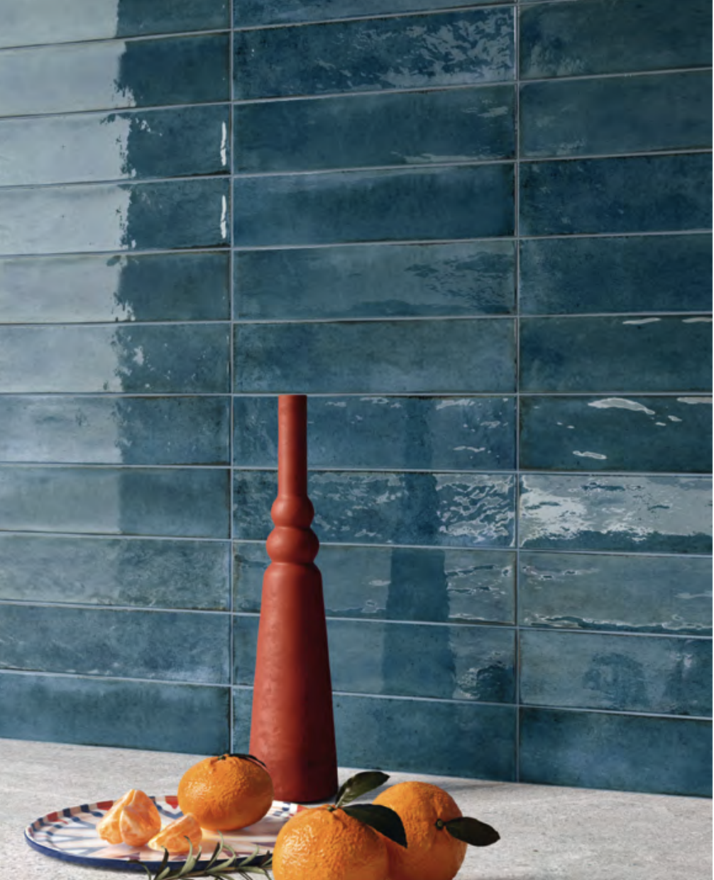 Sample of Cosmos Blue Gloss Wall Tile 250x60mm