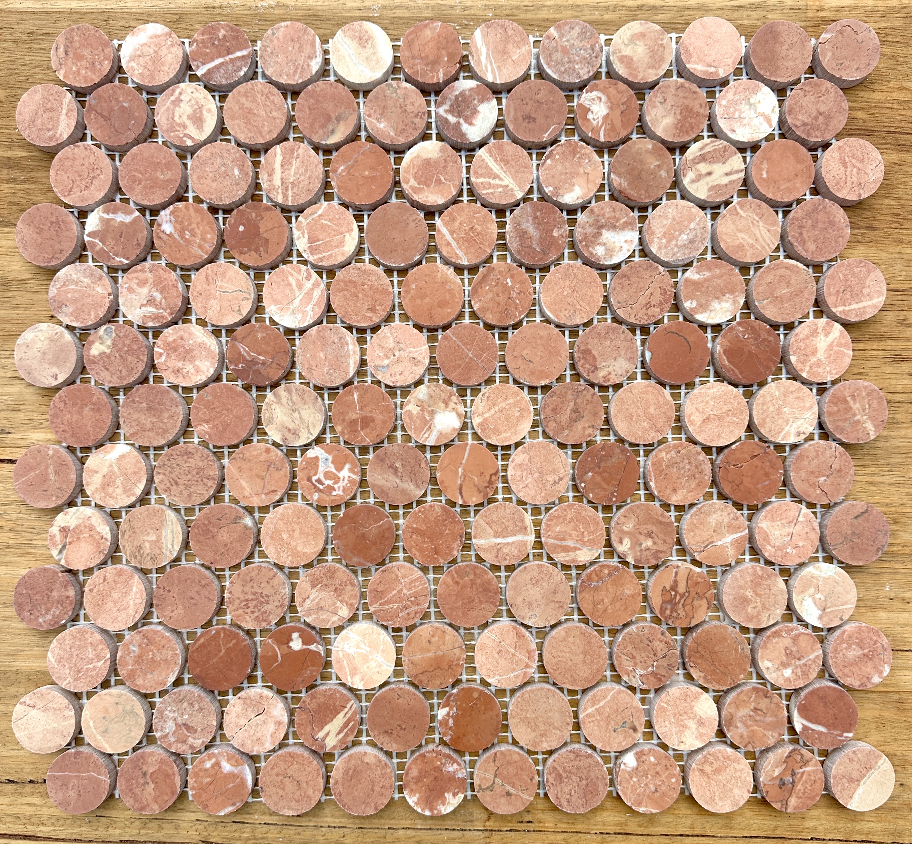 Rojo Alicante Marble Penny Round Tile 23mm
