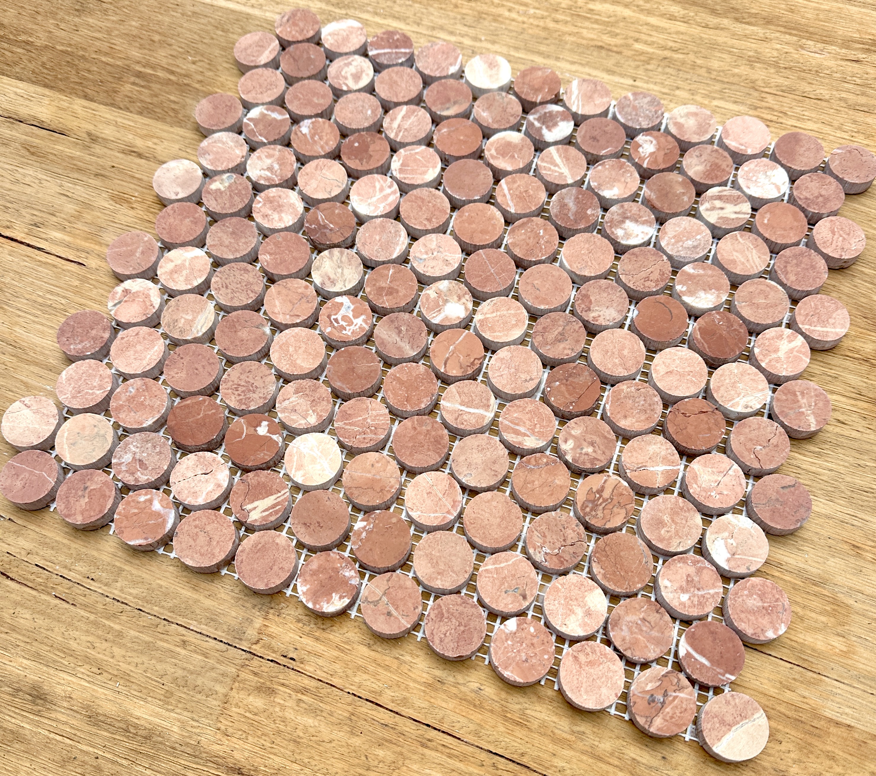 Rojo Alicante Marble Penny Round Tile 23mm