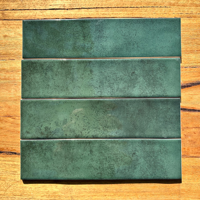 Carmel Dark Green Gloss Subway Wall Tile 300x75mm - Tiles4less