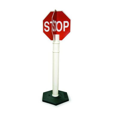 4-Way Stop Sign with Base, 56" Height, 11" Width, Plastic, Octagon ...