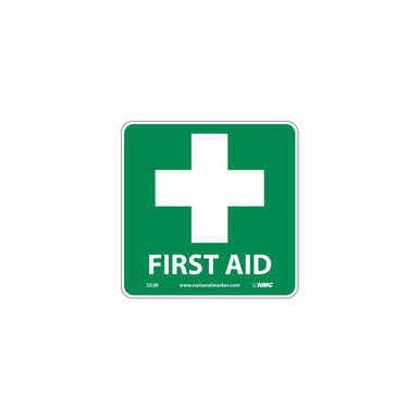 Graphic Facility Signs - First Aid - Plastic 7x7 S53R GLO-337530R - SIM ...